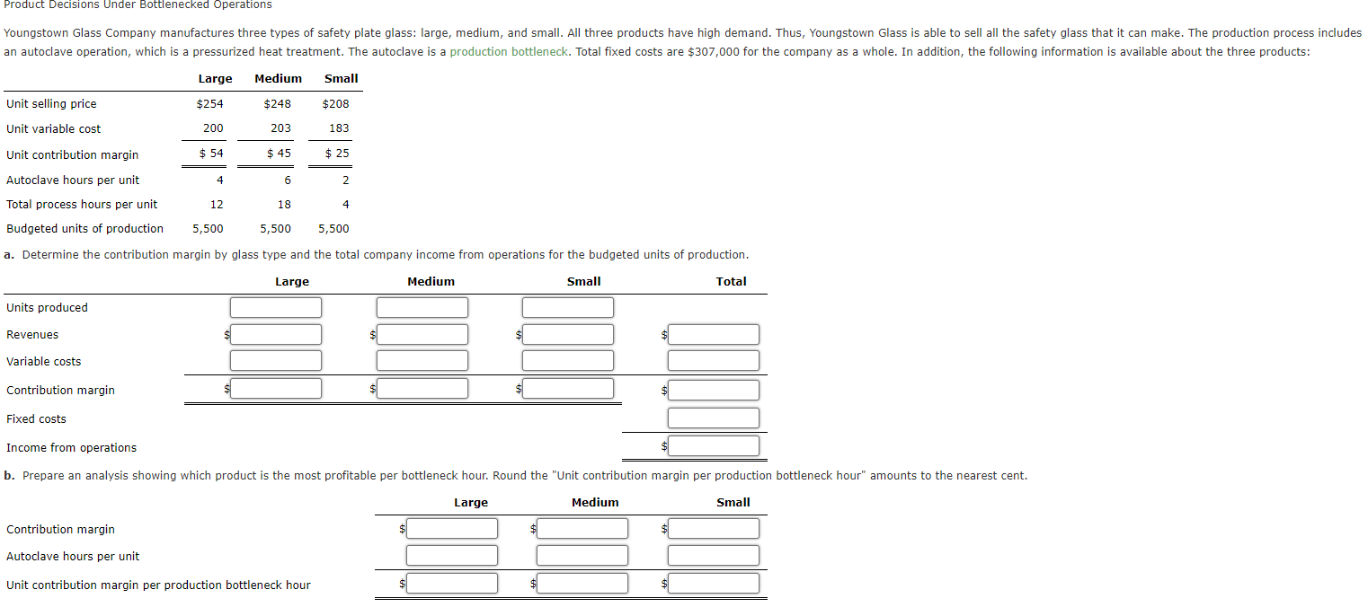 Solved a. Determine the contribution margin by glass type | Chegg.com
