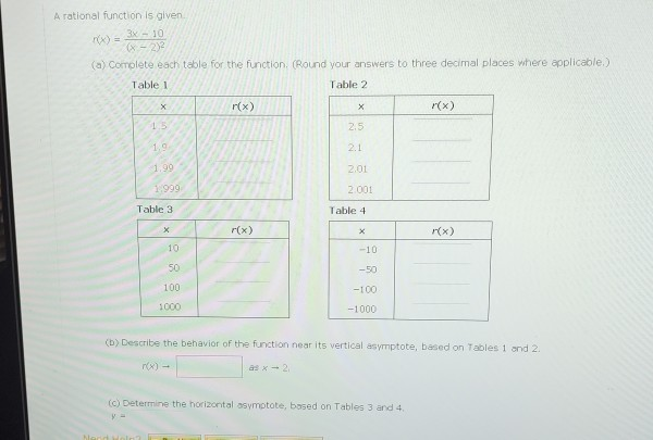 Solved A rational function is given 6) = *- (a) Comolete | Chegg.com