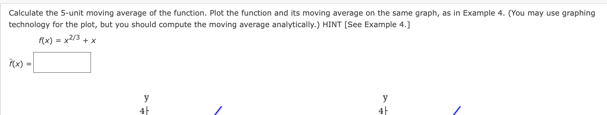 Solved Calculate the 5-unit moving average of the function. | Chegg.com
