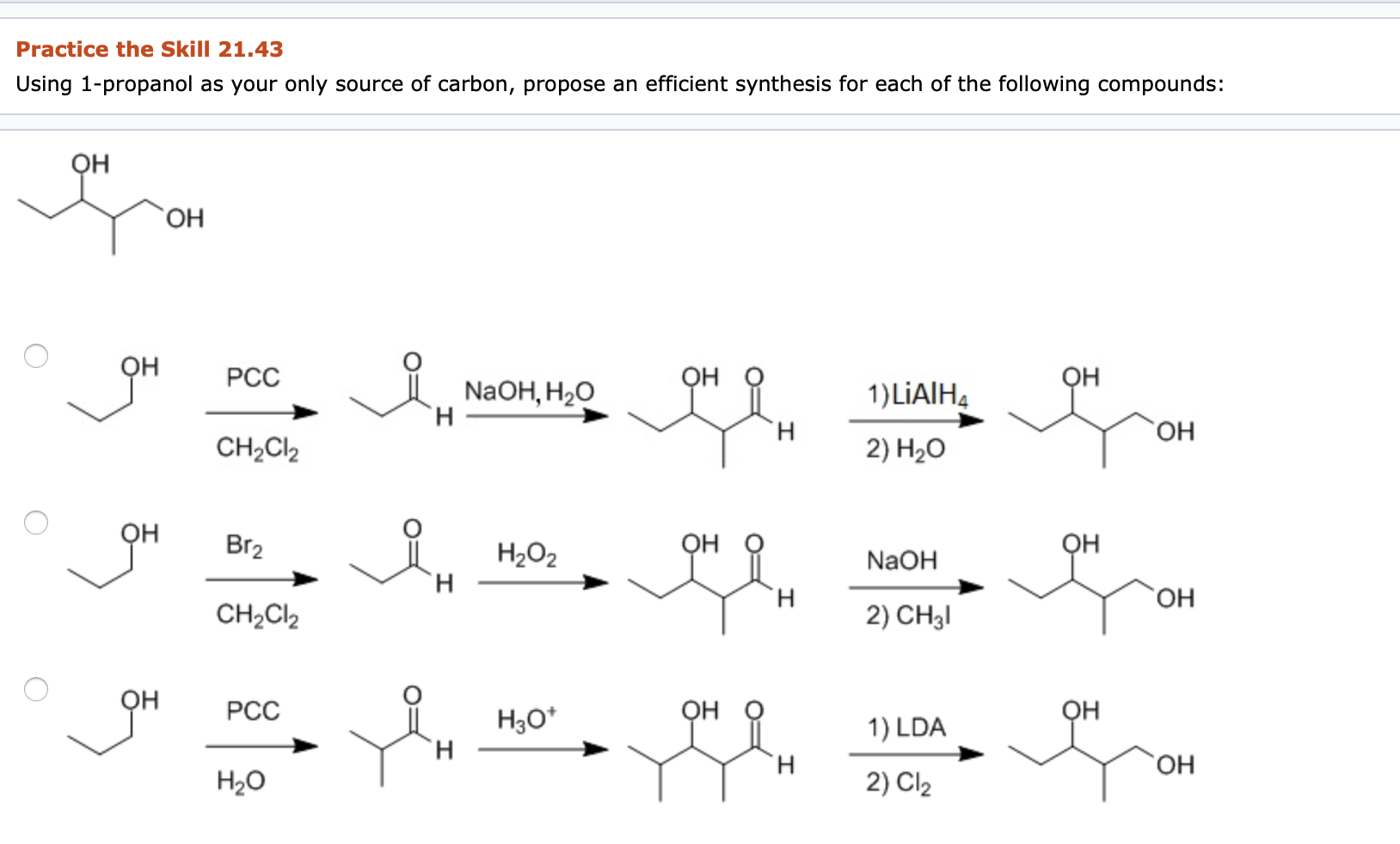Solved Practice the Skill 21.43 Using 1-propanol as your | Chegg.com