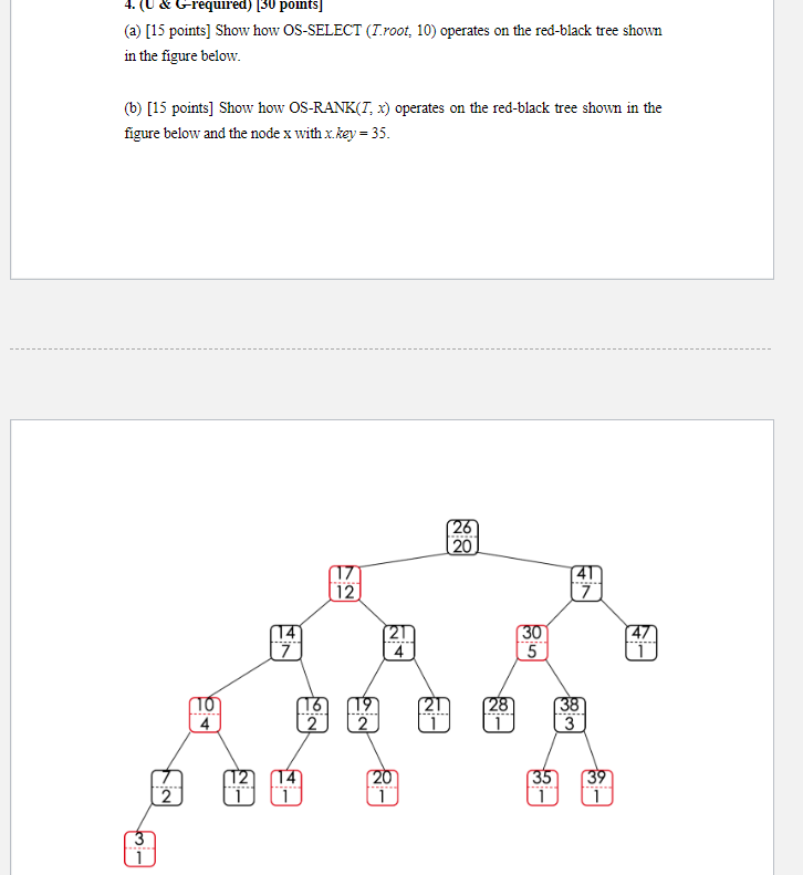 Solved (a) [15 points] Show how OS-SELECT (T.root, 10) | Chegg.com