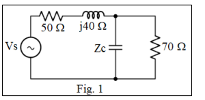 Solved In the circuit of Fig. 1 calculate the impedance Zc | Chegg.com