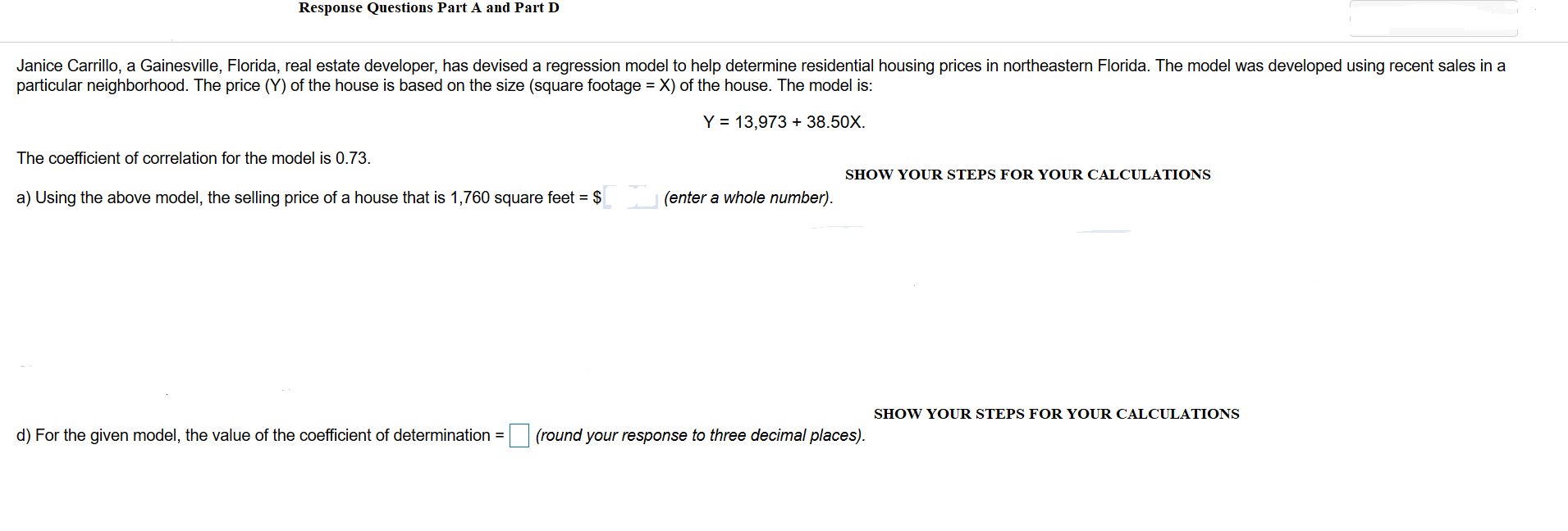 Solved Response Questions Part A and Part D Janice Carrillo, | Chegg.com