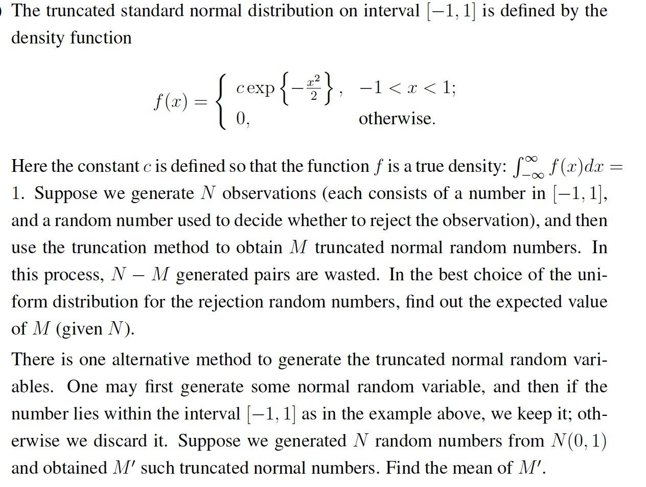 Solved The truncated standard normal distribution on | Chegg.com