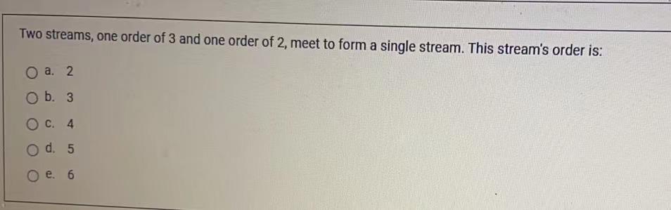 Solved Two streams, one order of 3 and one order of 2, meet | Chegg.com
