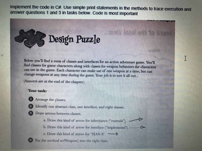 Solved Implement the code in C#. Use simple print statements | Chegg.com