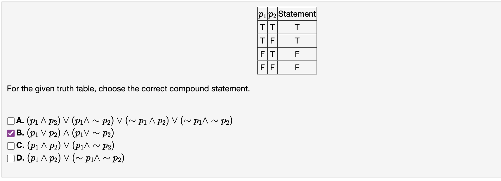 Solved For the given truth table, choose the correct | Chegg.com