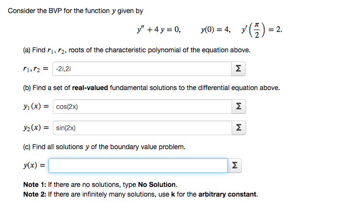 Solved Consider the BVP for the function y given by >" + | Chegg.com