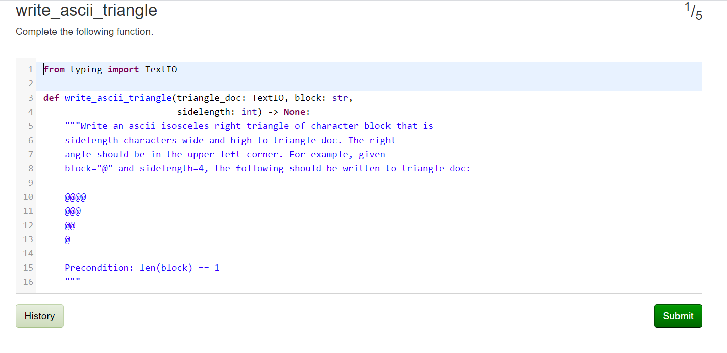 Solved write_ascii_triangle Complete the following function. | Chegg.com