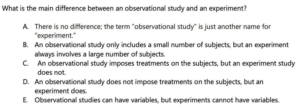 Solved Vhat is the main difference between an observational | Chegg.com