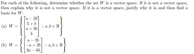 Solved For each of the following, determine whether the set | Chegg.com