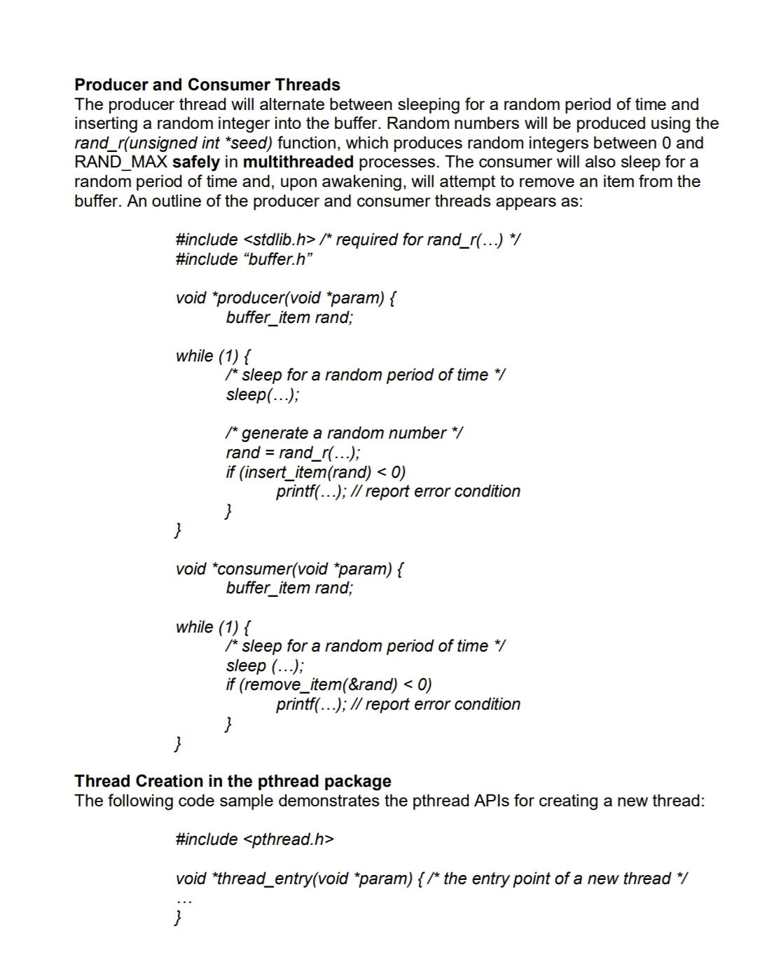 Lab3 — Producer-Consumer (Bounded-Buffer) Problem | Chegg.com