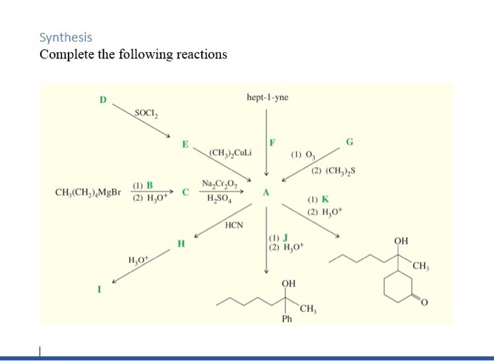 Solved Synthesis Complete the following reactions hept-1-yne | Chegg.com