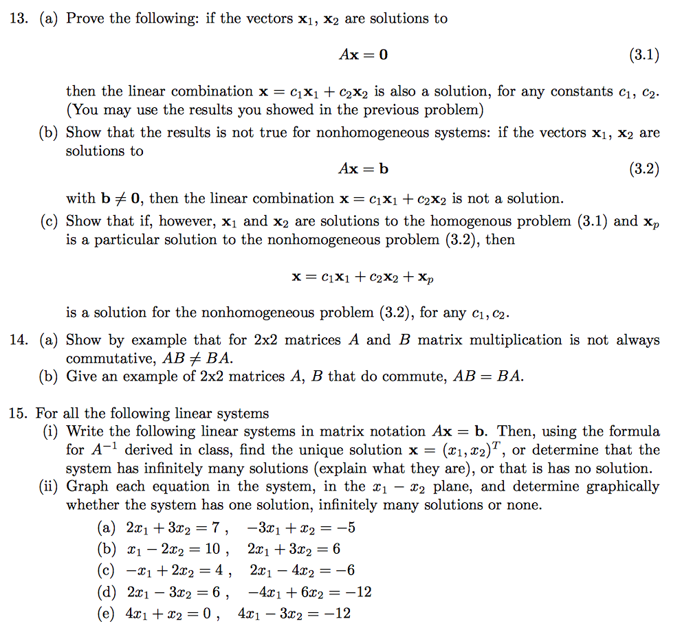 Solved 13. (a) Prove the following: if the vectors x1, x2 | Chegg.com