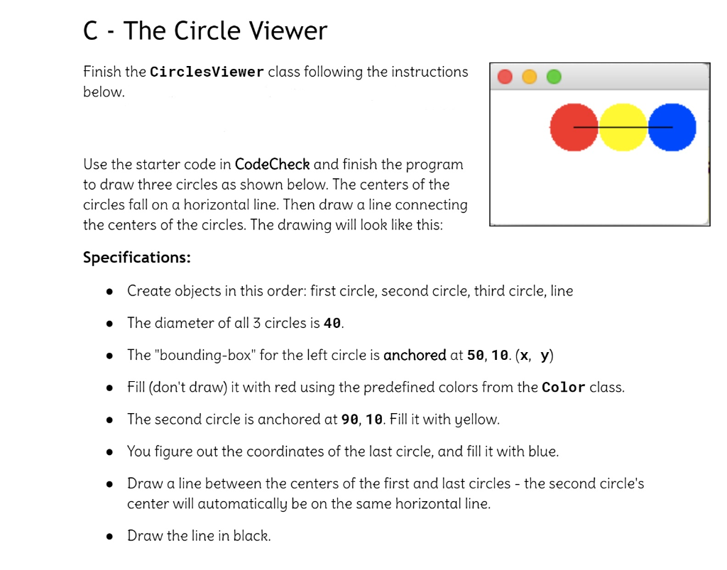 Solved C - The Circle Viewer Finish the CirclesViewer class | Chegg.com