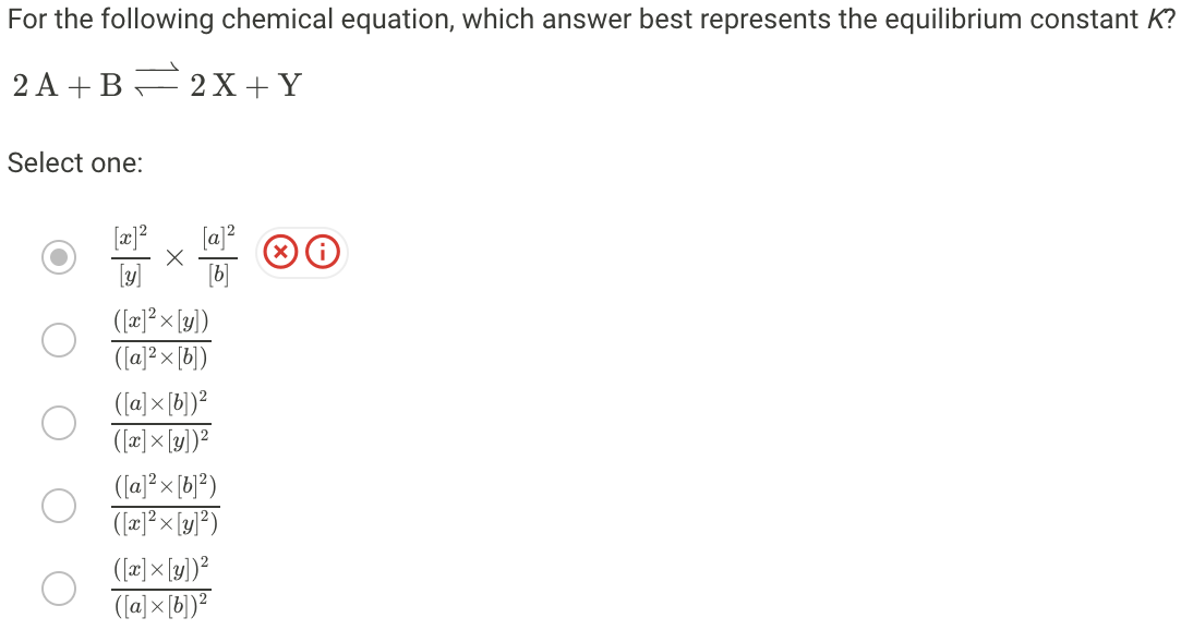Solved For the following forward chemical equation, identify | Chegg.com