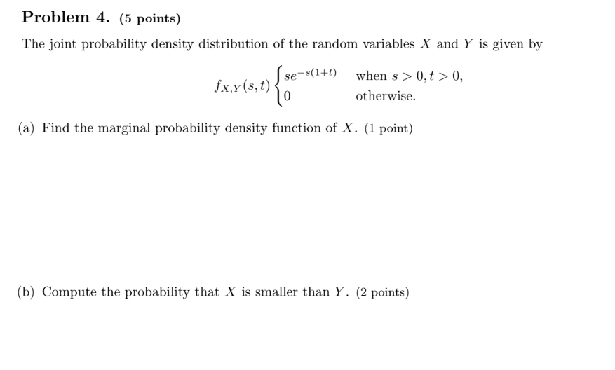 Solved The joint probability density distribution of the | Chegg.com
