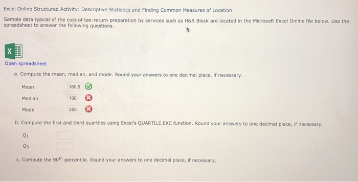 Solved Excel Online Structured Activity: Descriptive | Chegg.com