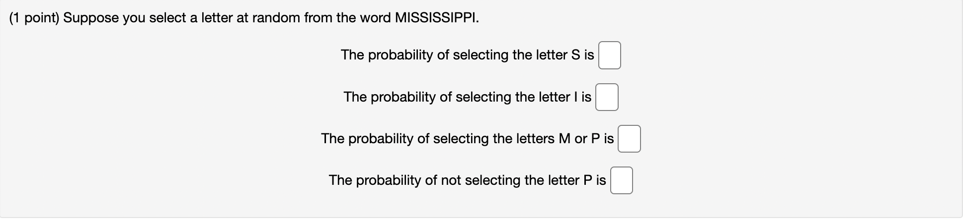 Solved (1 point) Suppose you select a letter at random from | Chegg.com