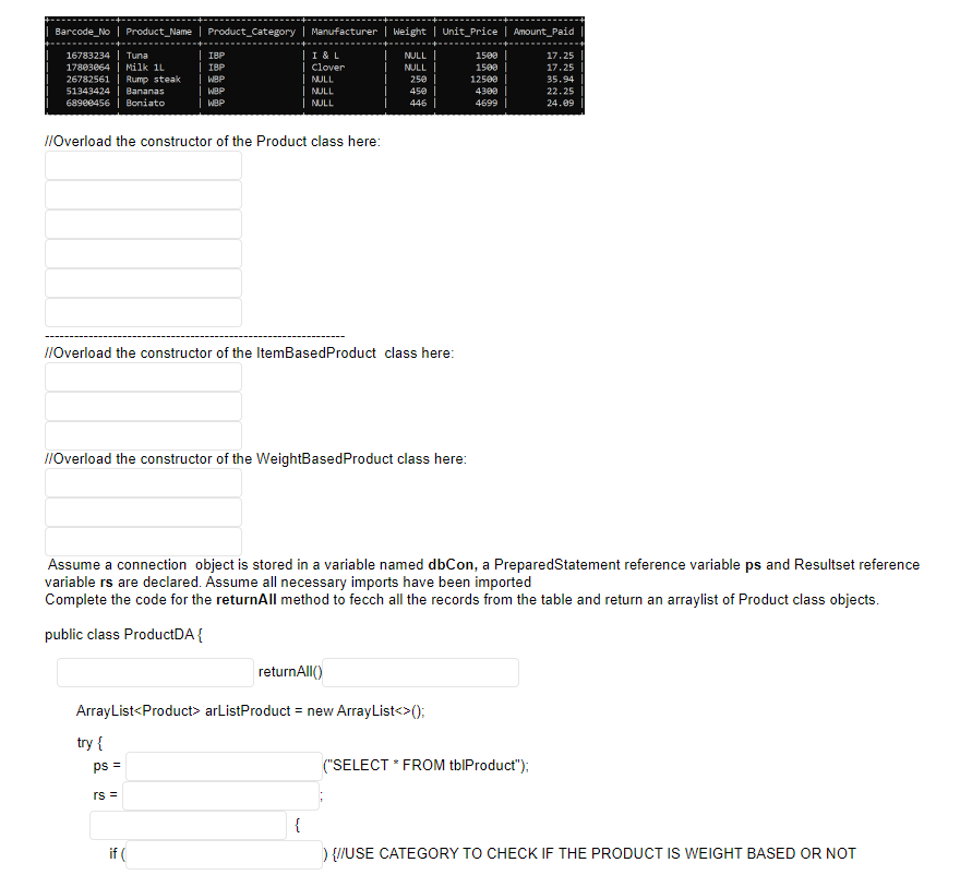 Solved A method is required in the DA class to return | Chegg.com