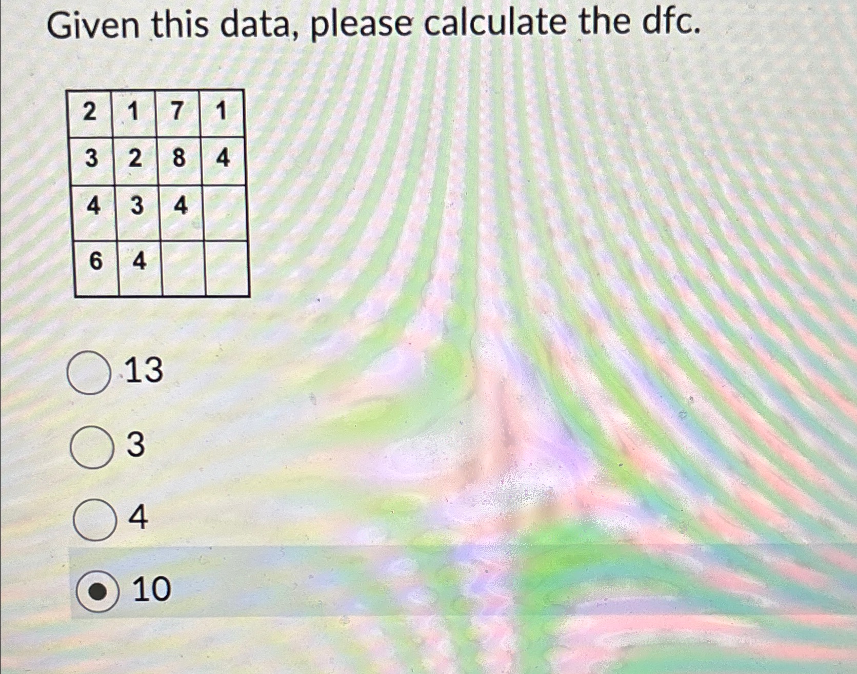 Solved Given this data, please calculate the dfc.133410 | Chegg.com