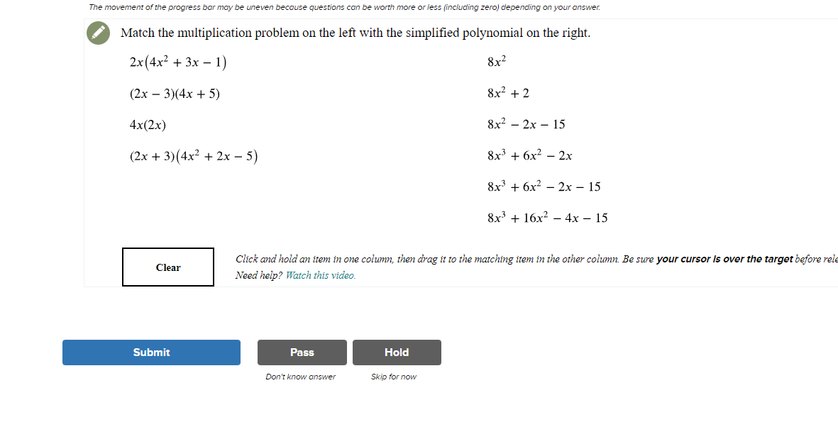 Solved Match the multiplication problem on the left with the | Chegg.com