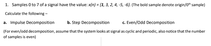 Solved 1. Samples 0 to 7 of a signal have the value: x(n) = | Chegg.com