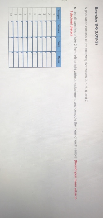 Solved Exercise 8 6 Lo8 3 A Population Consists Of The 