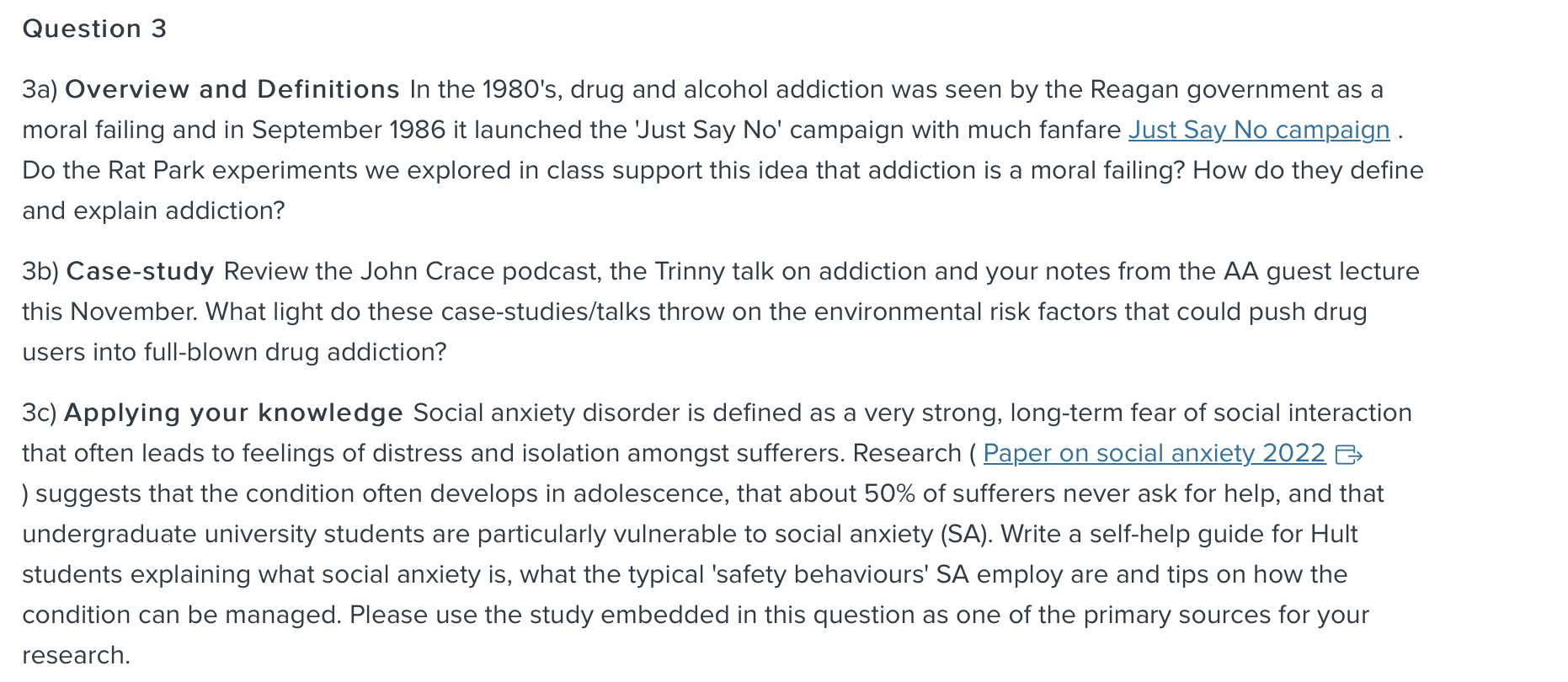 Solved 3a) Overview and Definitions In the 1980's, drug and | Chegg.com
