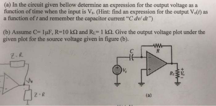 Solved (a) In the circuit given bellow determine an | Chegg.com