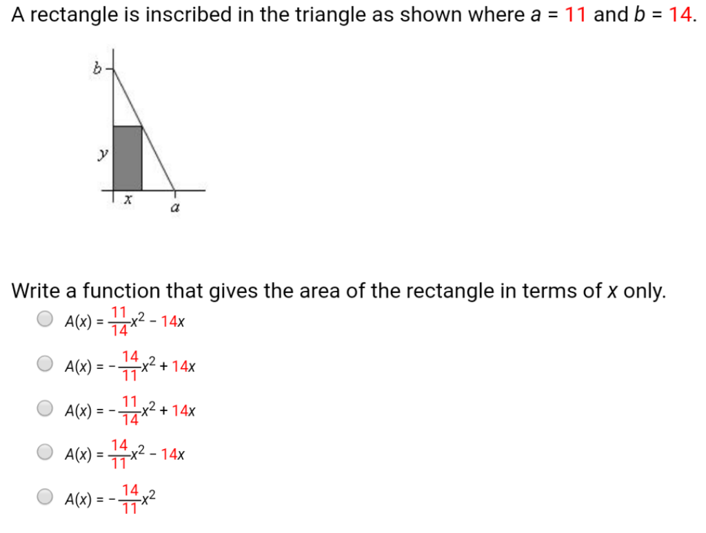 Solved A rectangle is inscribed in the triangle as shown | Chegg.com