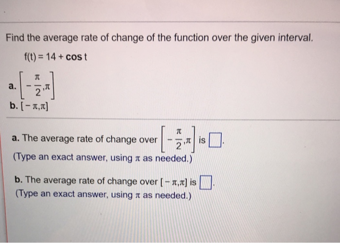 Solved Find the average rate of change of the function over | Chegg.com