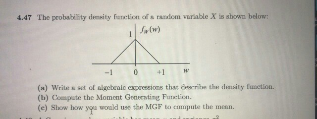 Solved 4.47 The probability density function of a random | Chegg.com