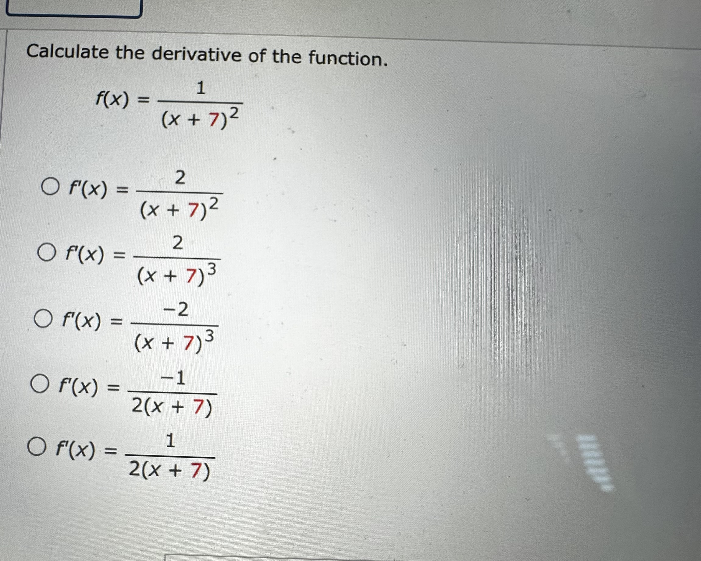 Solved Calculate the derivative of the function. | Chegg.com