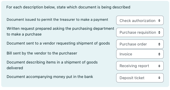 For each description below, state which document is | Chegg.com