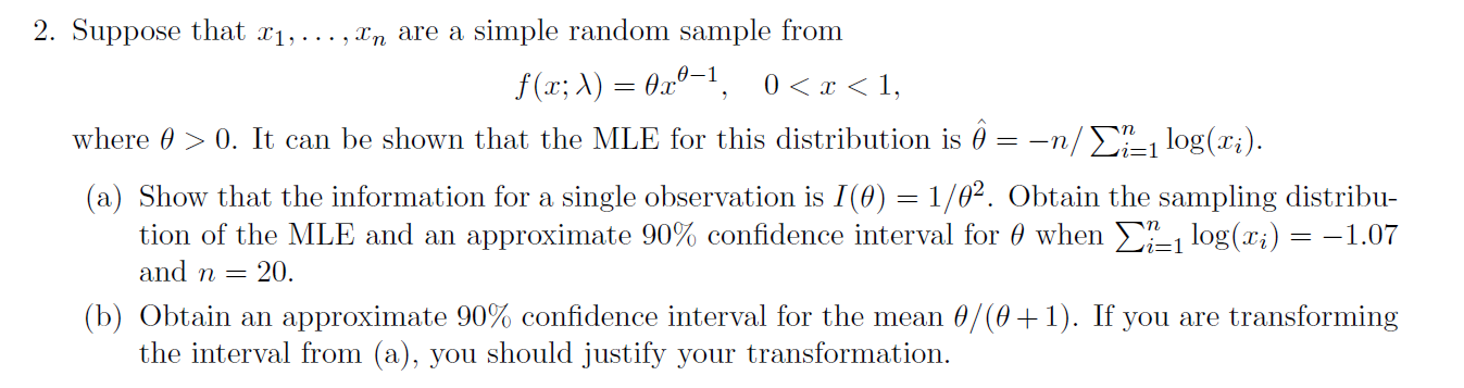 Solved 2. Suppose that x1,…,xn are a simple random sample | Chegg.com