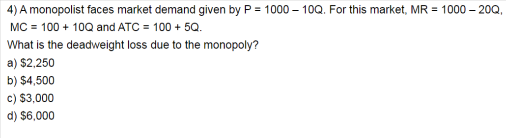 Solved 4) A monopolist faces market demand given by | Chegg.com
