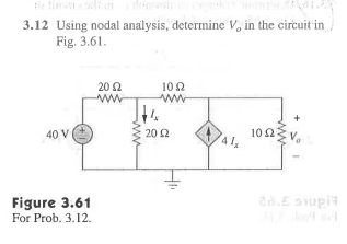 Solved 3.12 Using nodal analysis, determine Vo in the | Chegg.com