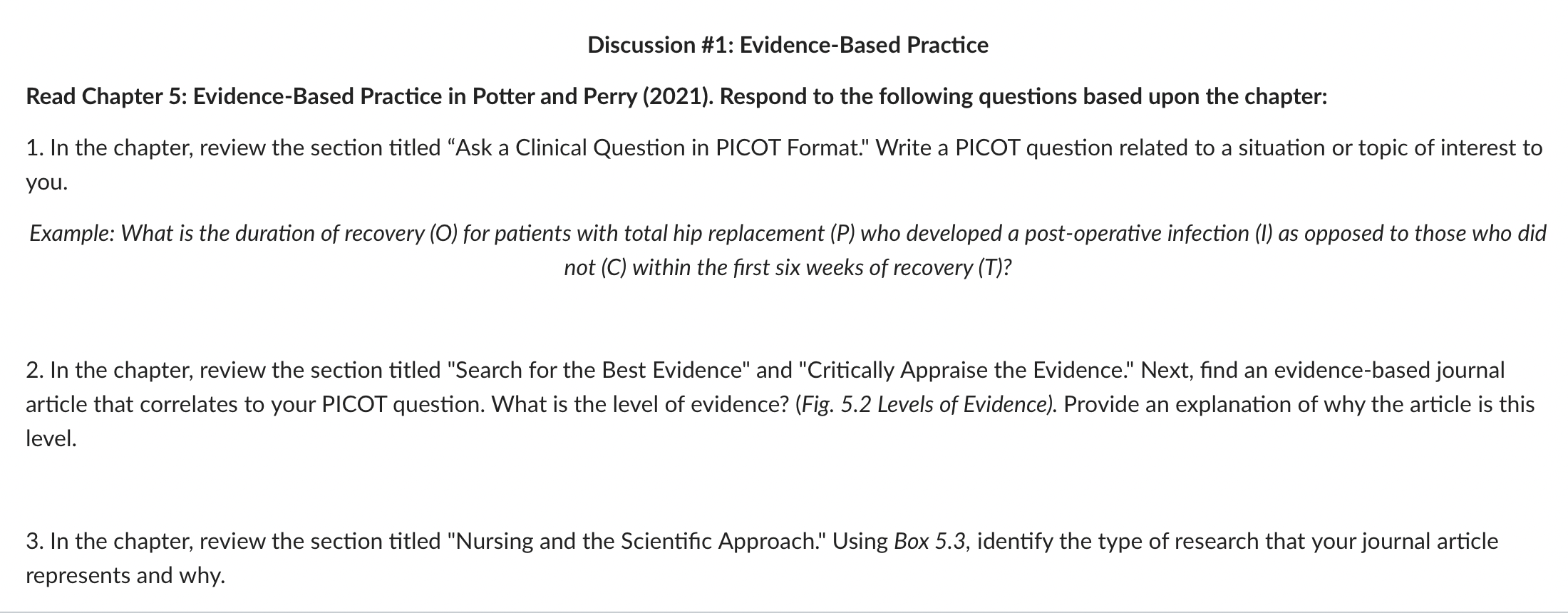 Solved Discussion \#1: Evidence-Based Practice Read Chapter | Chegg.com
