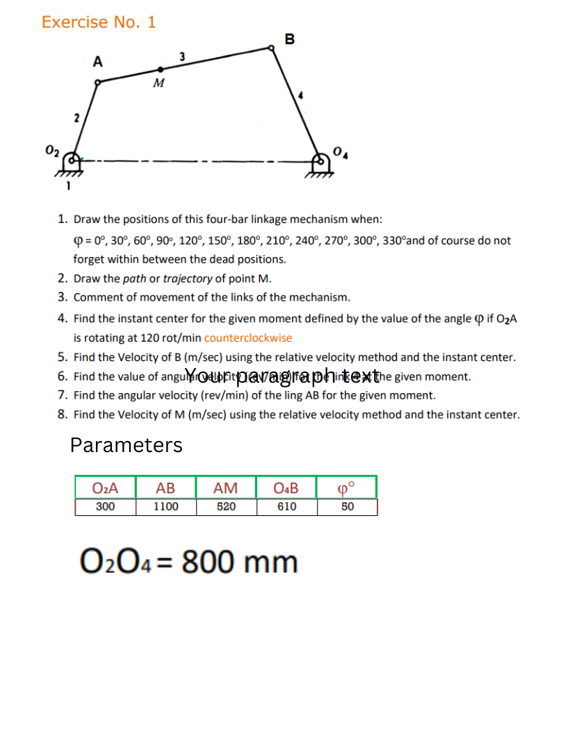 Draw the positions of ﻿this four-bar linkage | Chegg.com