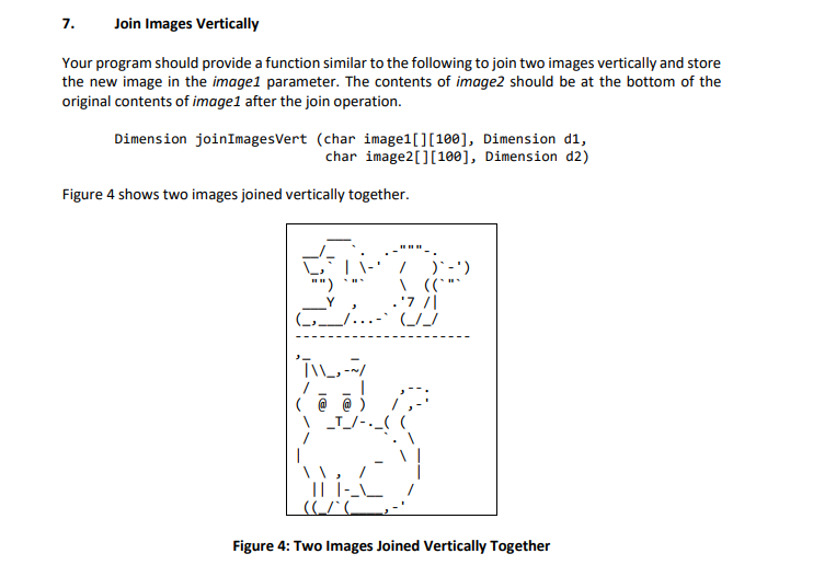 Solved 7. Join Images Vertically Your program should provide | Chegg.com