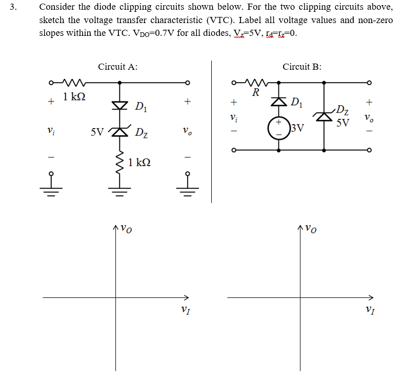 Solved Consider the diode clipping circuits shown below. For | Chegg.com