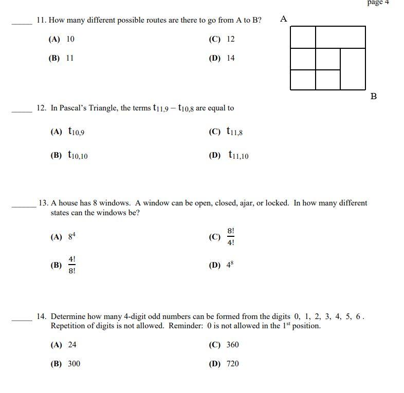 Solved 11. How many different possible routes are there to | Chegg.com