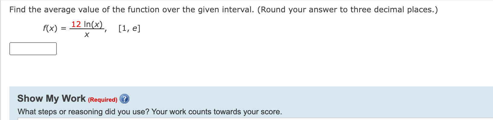 Solved Find the average value of the function over the given | Chegg.com