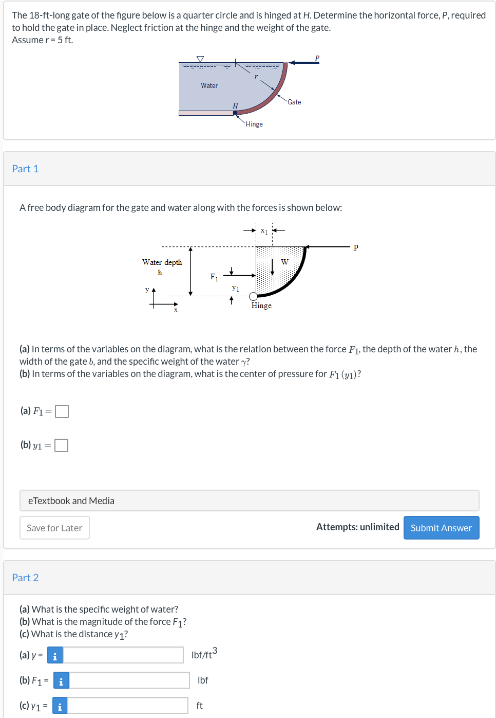Solved The 18-ft-long gate of the figure below is a quarter | Chegg.com