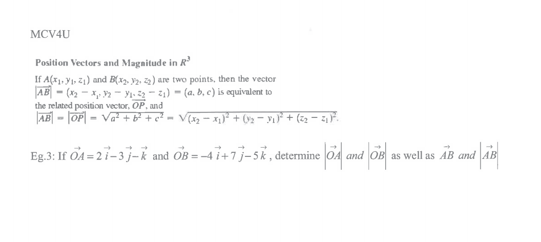 Solved MCV4U Position Vectors and Magnitude in R' If | Chegg.com