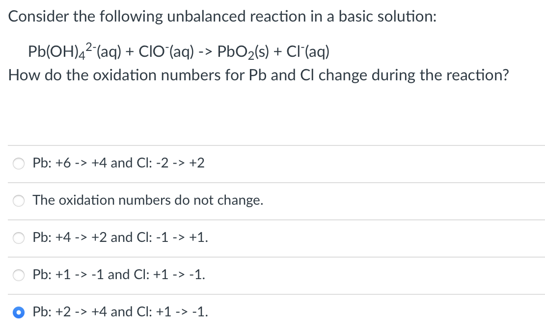 Solved Consider the following unbalanced reaction in a basic | Chegg.com