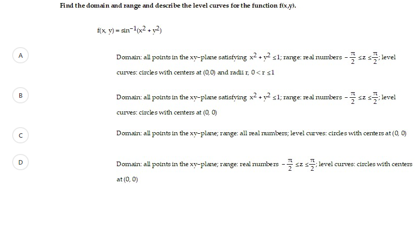 Solved Find the domain and range and describe the level | Chegg.com