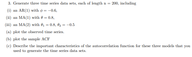 3. Generate three time series data sets, each of | Chegg.com