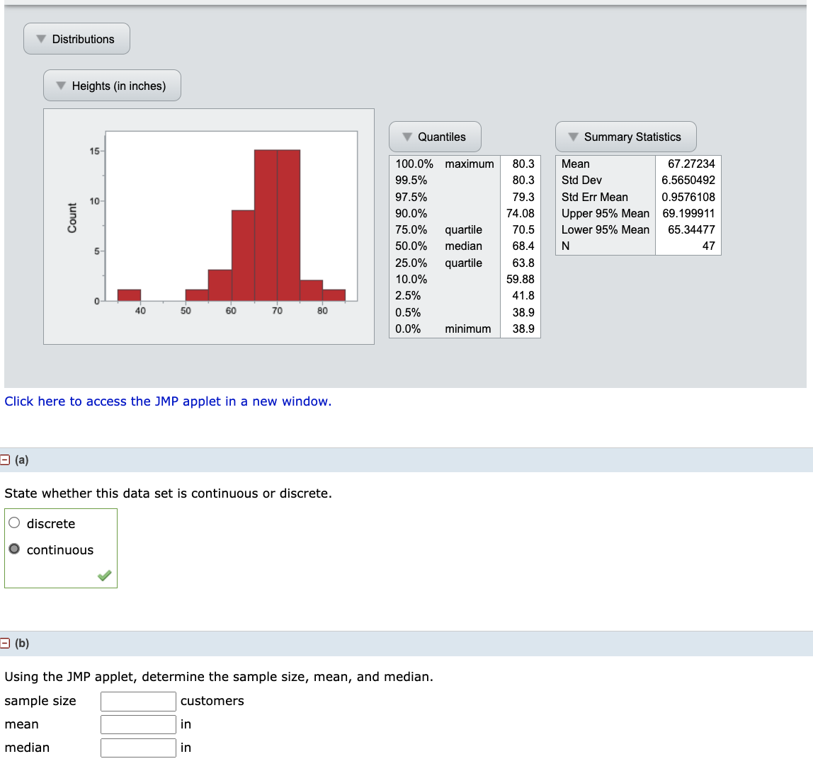 Solved Click here to access the JMP applet in a new window. | Chegg.com